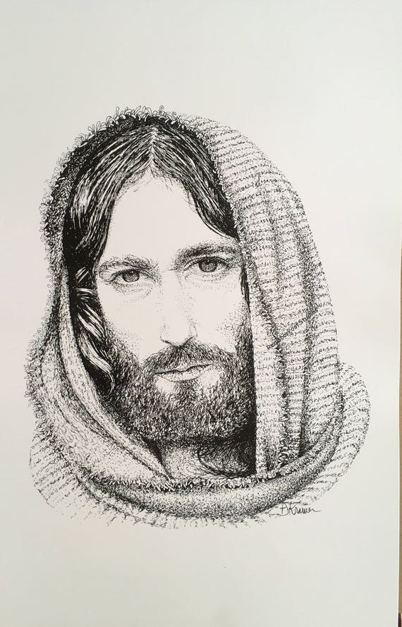 Fine Quality Print of Pen Drawing of Jesus of Nazareth | Etsy