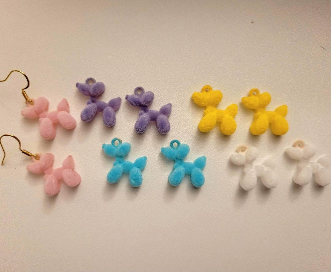 Fuzzy Balloon Dog Earrings - Etsy