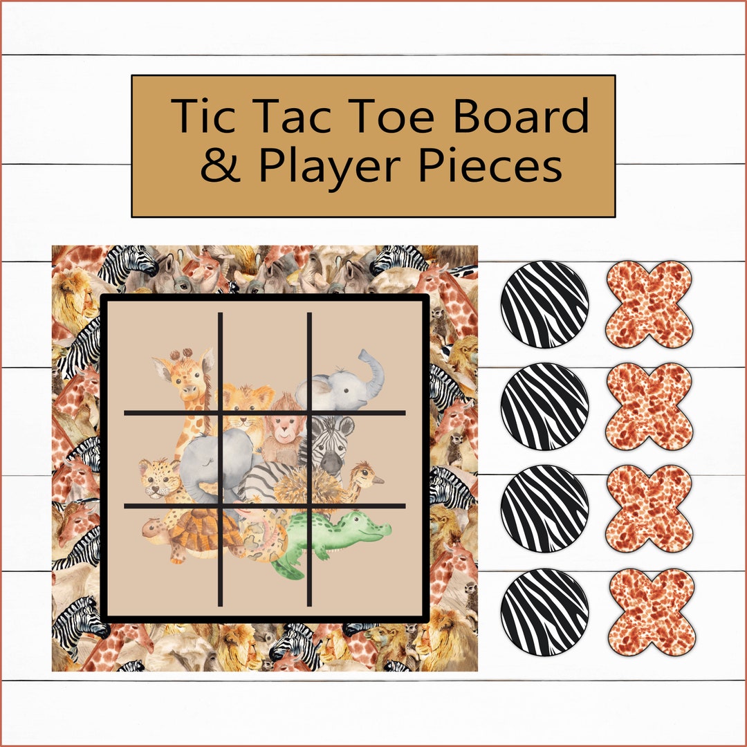 Tic Tac Toe Digital File, Animal Safari Game, Instant Download, Zebra ...