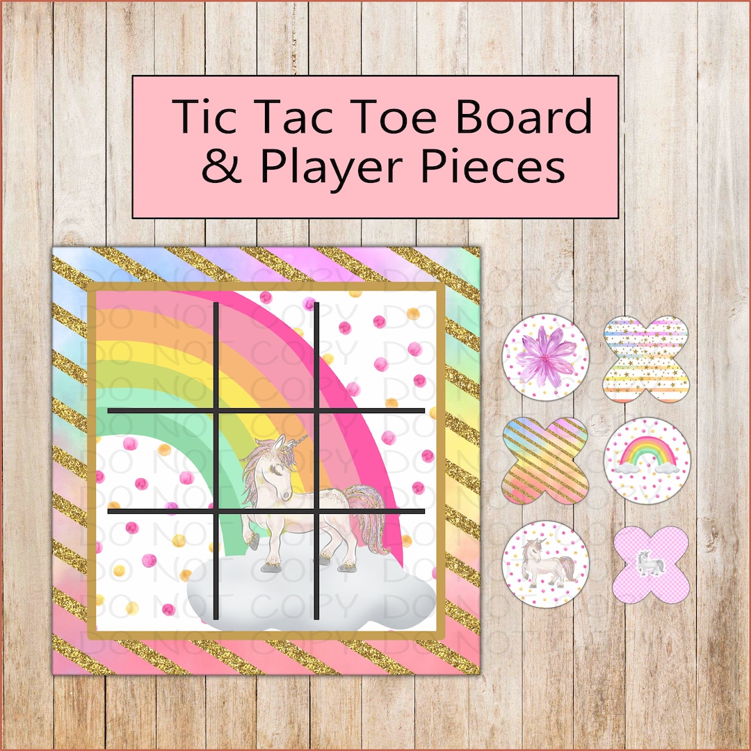 Tic Tac Toe Digital File, Unicorn Rainbow Game, Instant Download ...