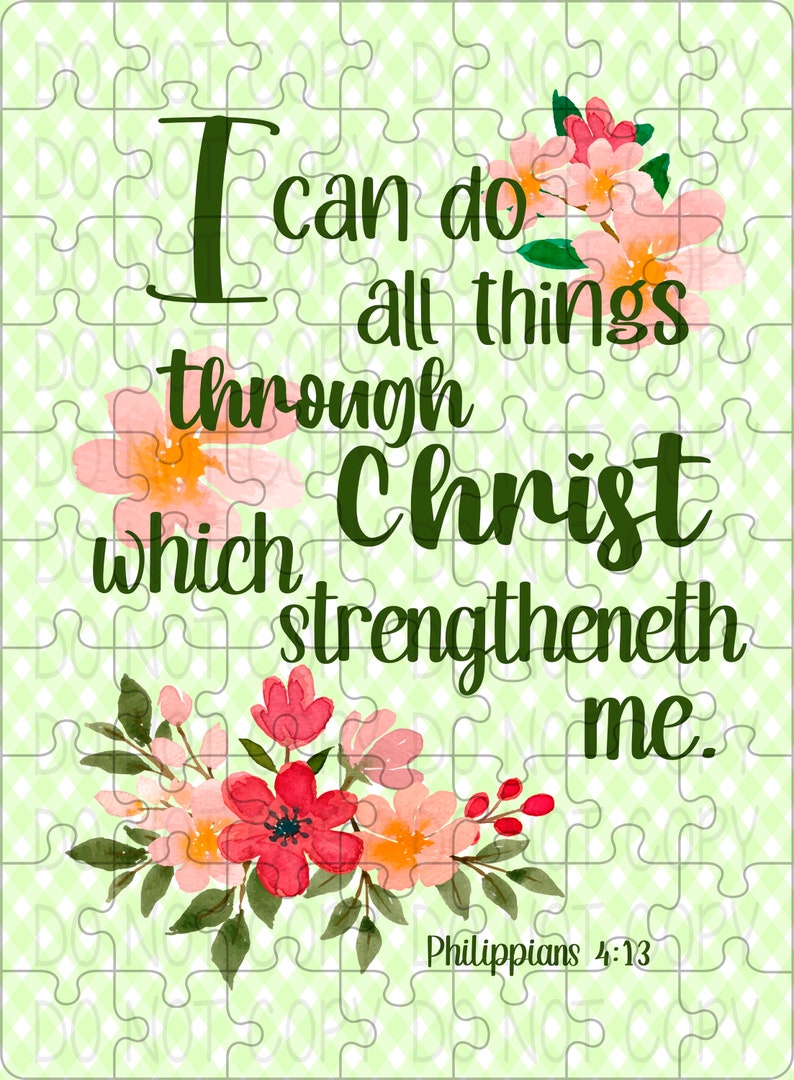 Bible Cover Digital Design, Puzzle Sublimation Design, Philippians 4:13 ...
