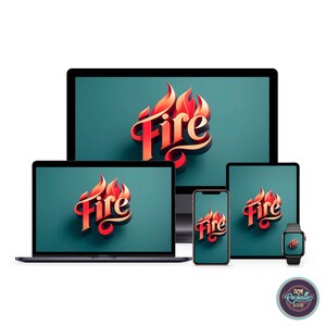 Orange Fire Typography Poster - Digital Download for Wall Art Phone ...