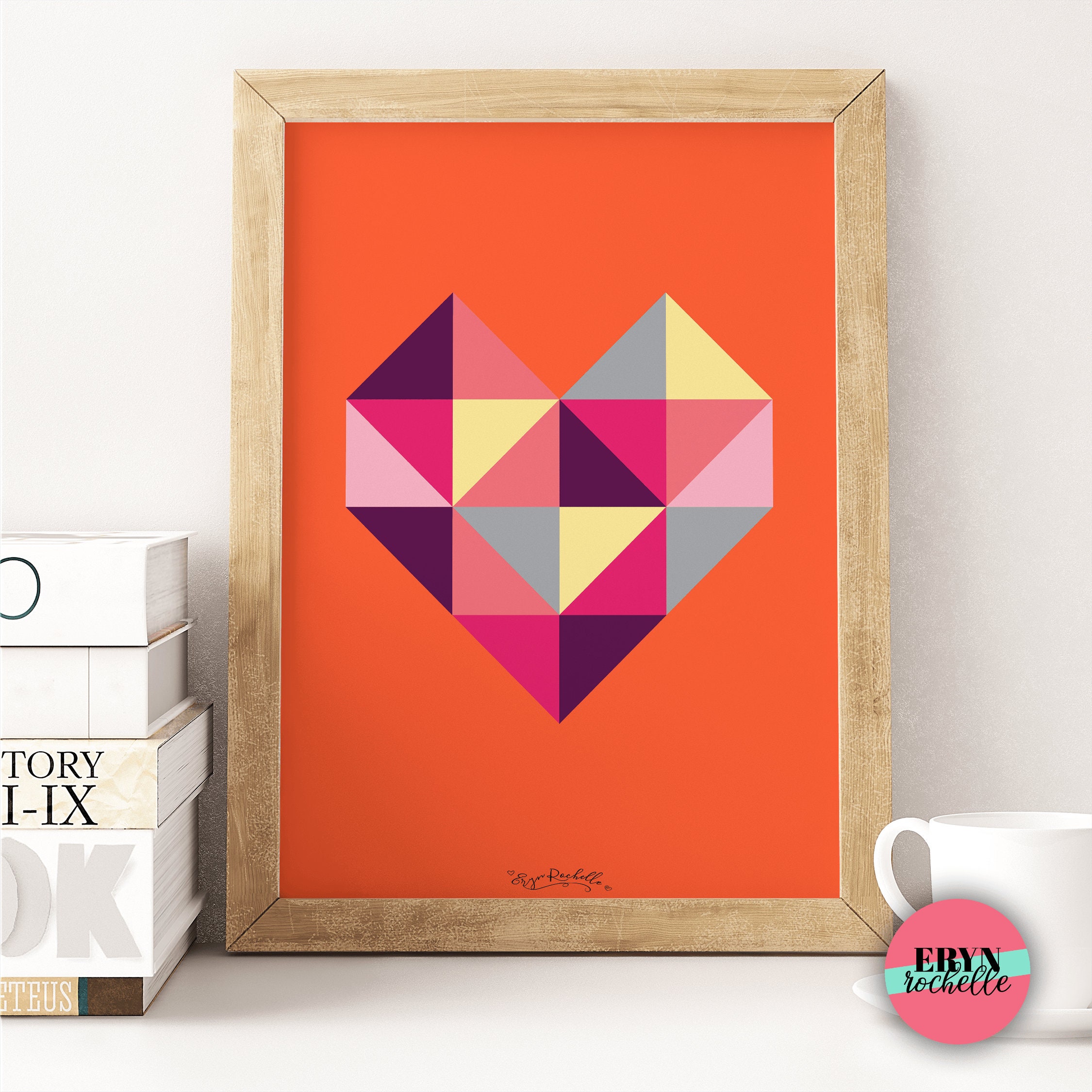 Printable Poster Geometric Triangle Print Geometric Heart - Etsy