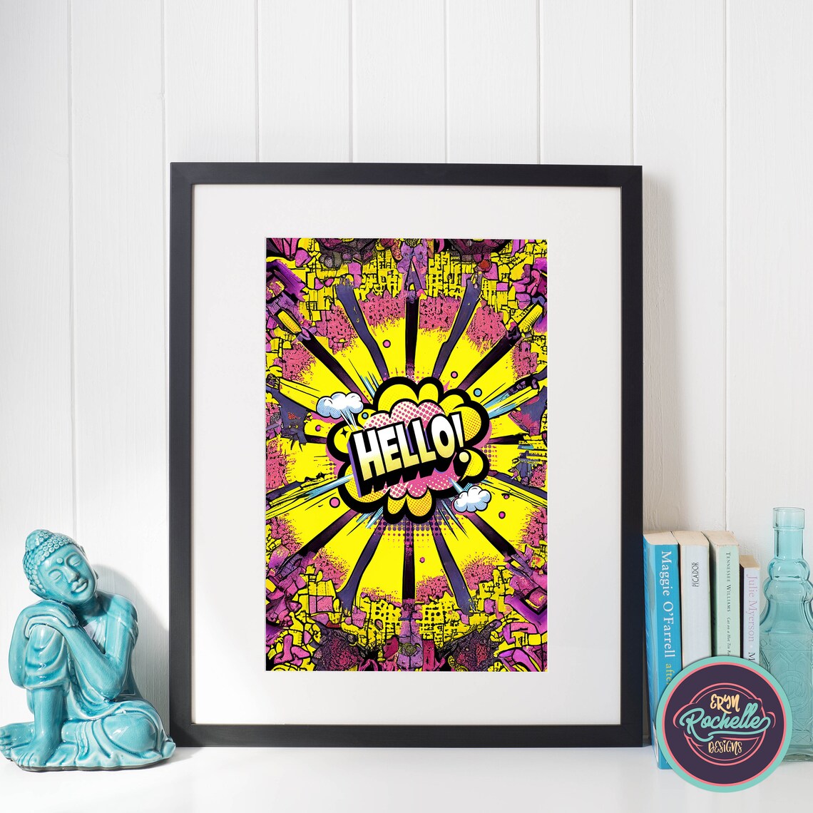 Hello Pop Art Poster Digital Download Print Comic Book Style Thought ...