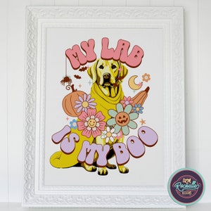 Yellow Lab Halloween Poster White - Halloween Printable Wall Art ...