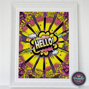 Hello Pop Art Poster - Digital Download Print Comic Book Style Thought ...