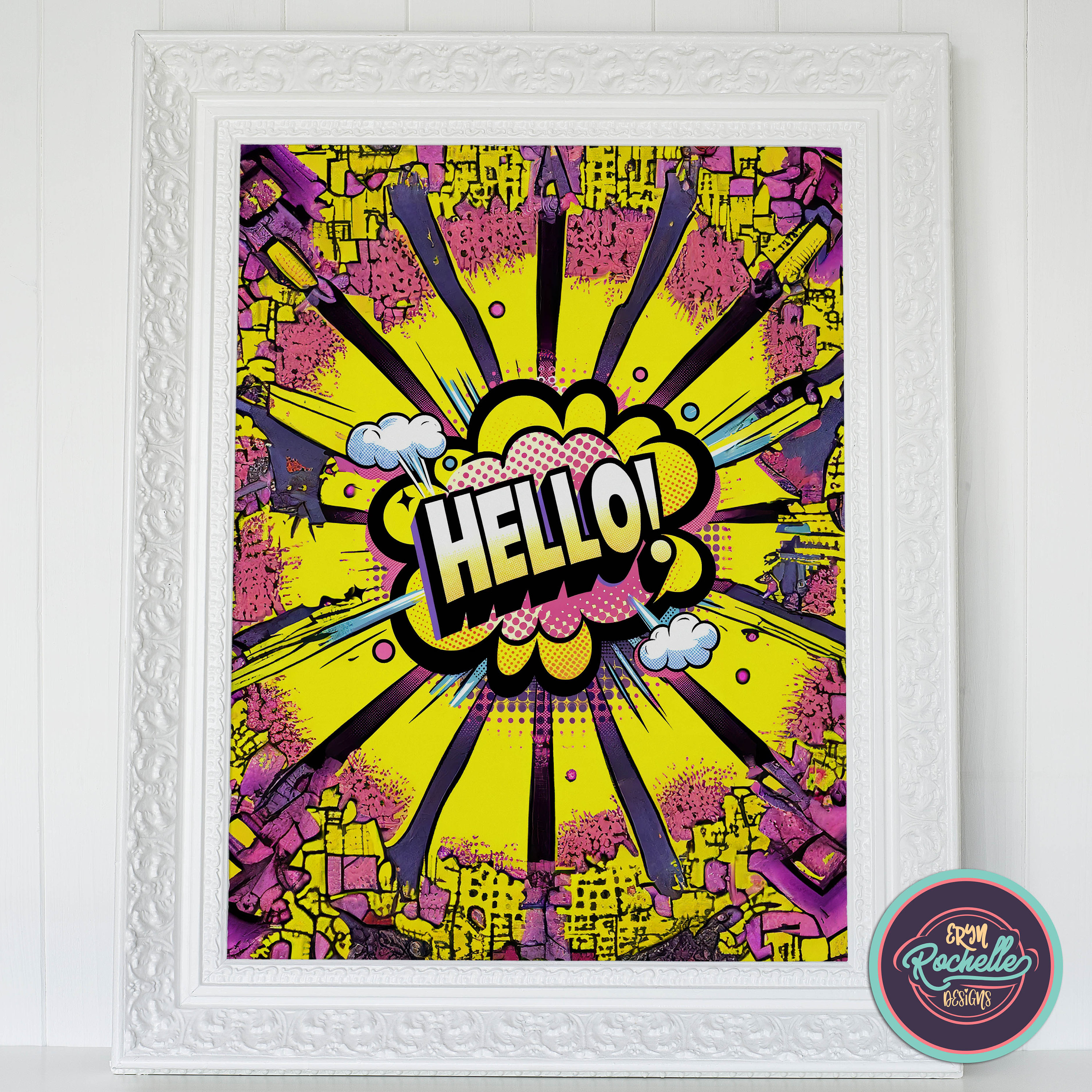 Hello Pop Art Poster Digital Download Print Comic Book Style Thought ...