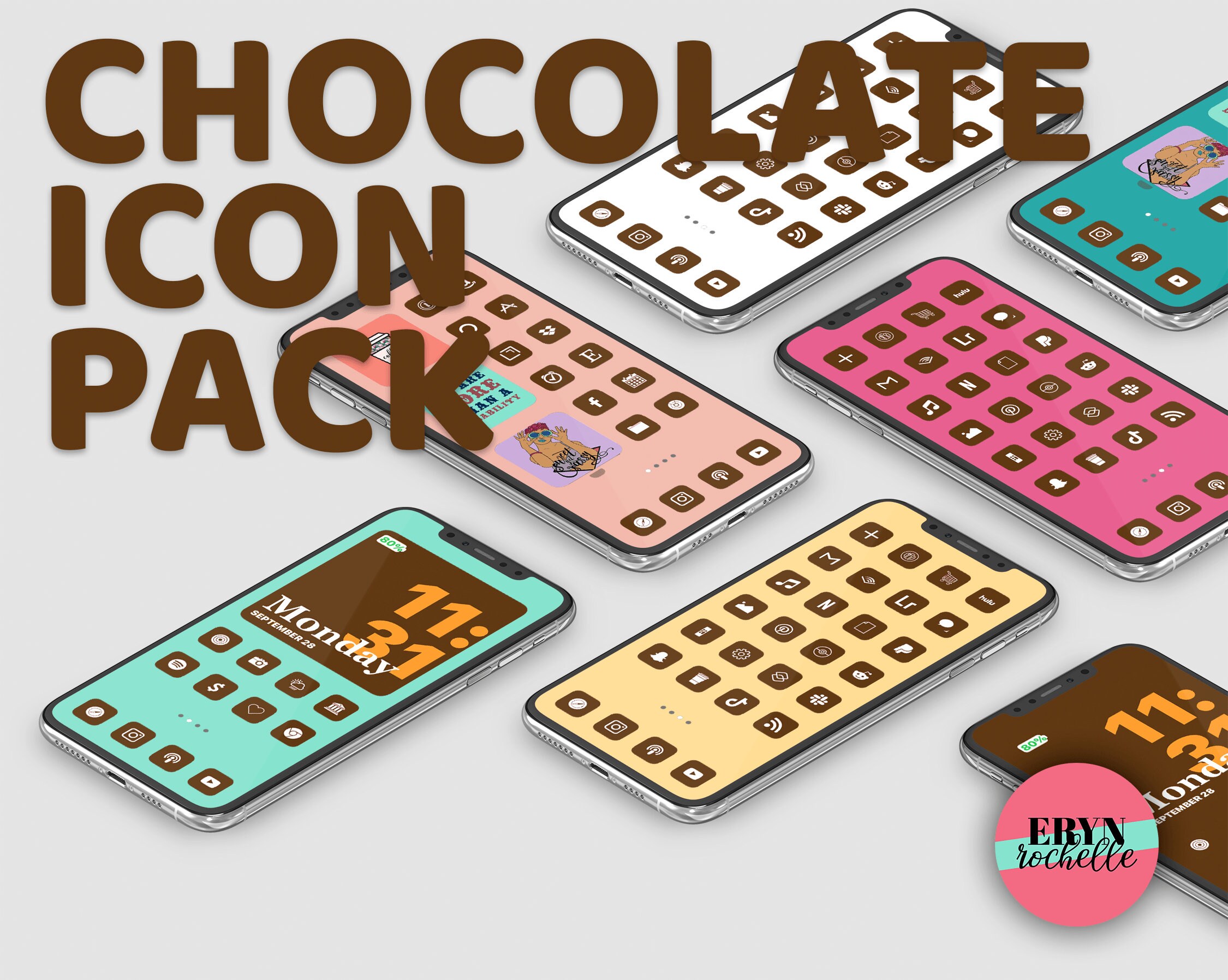Chocolate and White App Icons Aesthetic App Covers Ios 17 Home Screen ...