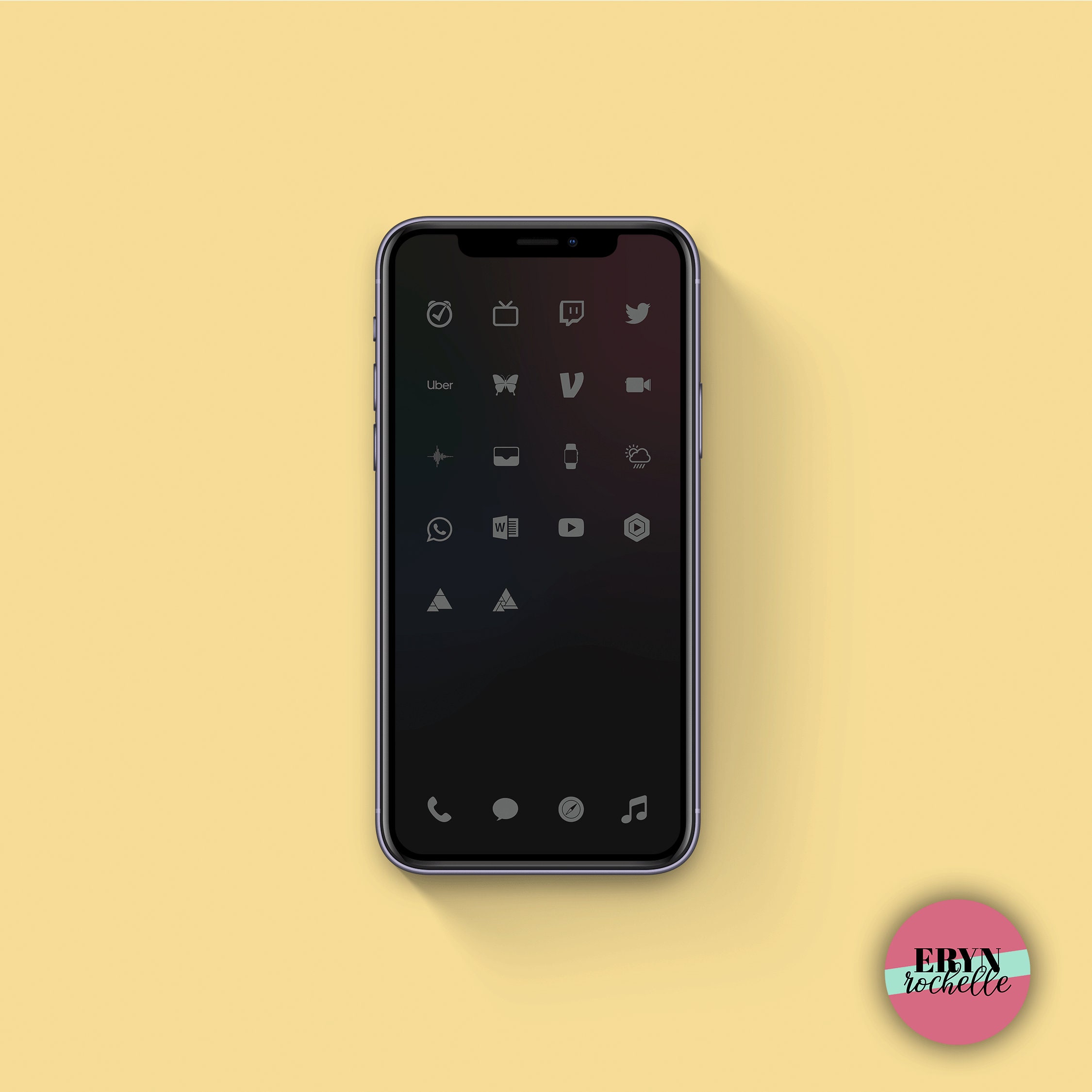 Black & Gray Aesthetic App Covers Ios 17 Home Screen Transparent Icons ...