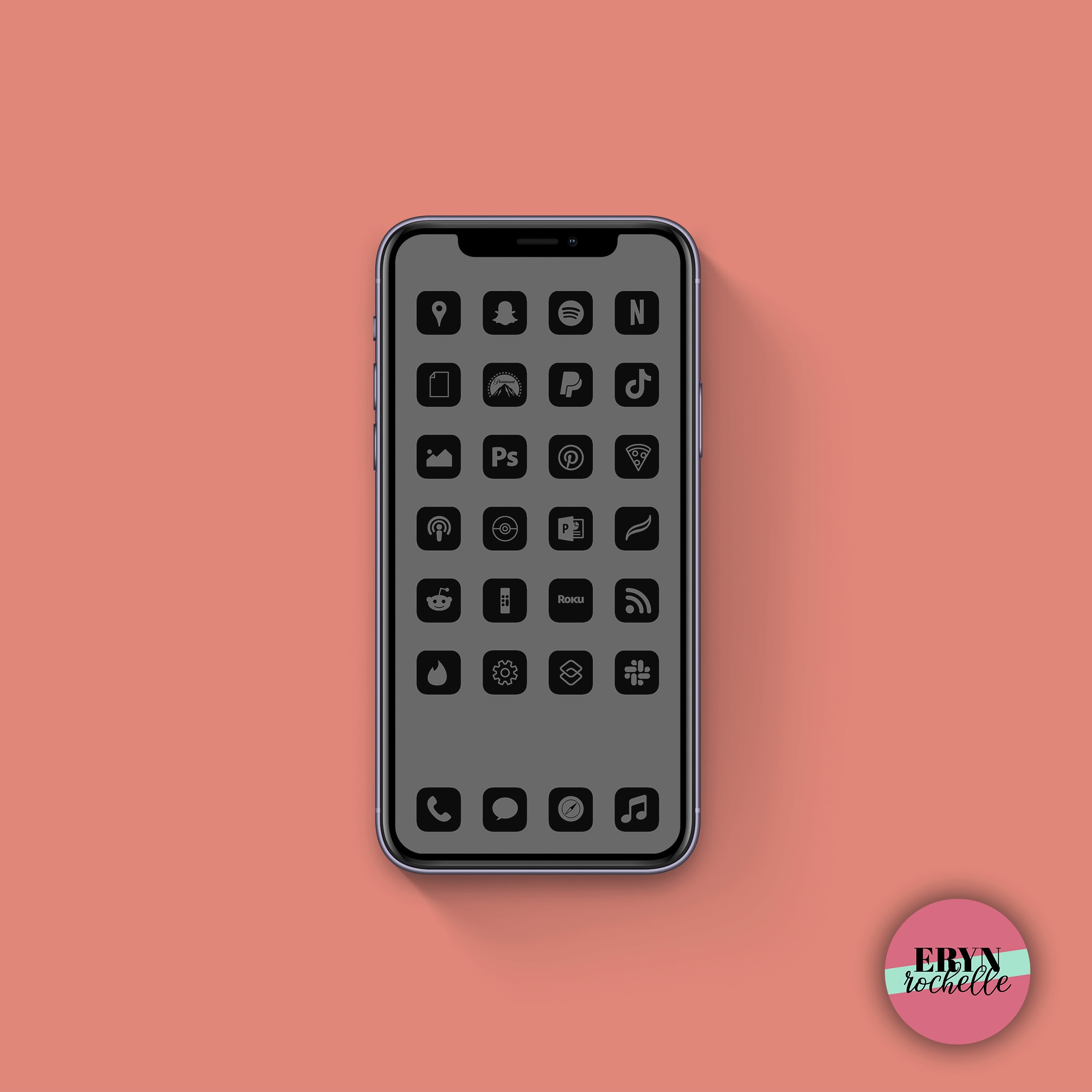 Black & Gray Aesthetic App Covers Ios 17 Home Screen Transparent Icons ...