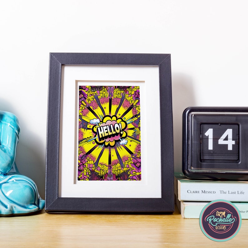 Hello Pop Art Poster - Digital Download Print Comic Book Style Thought ...