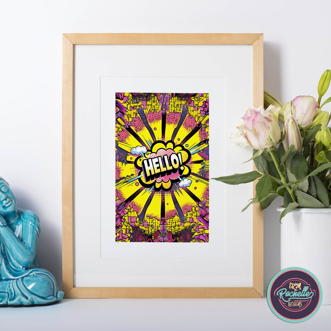 Hello Pop Art Poster Digital Download Print Comic Book Style Thought ...