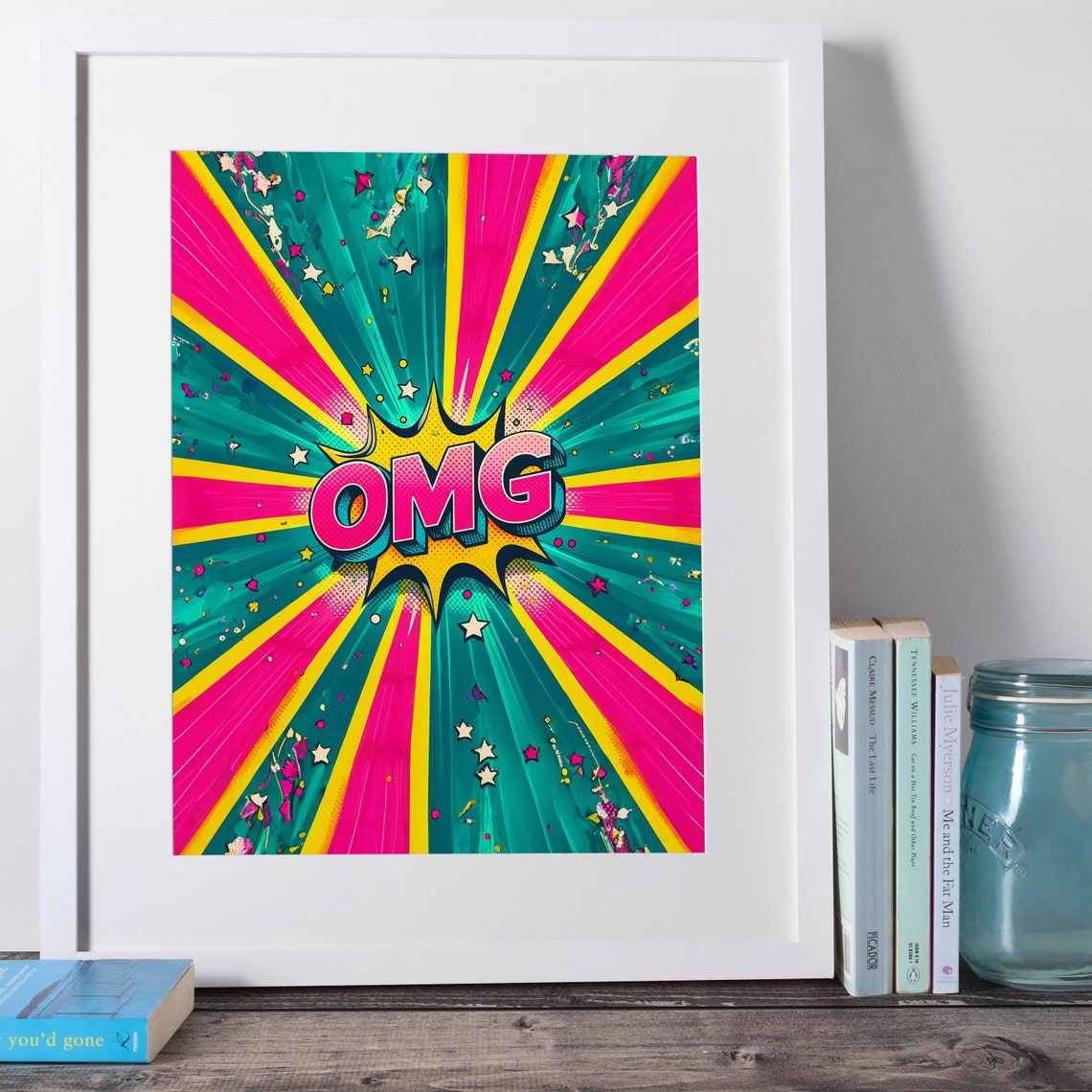 OMG Comic Book Style Bubble Gum Pop Poster Pink OMG and Radia Stripes ...