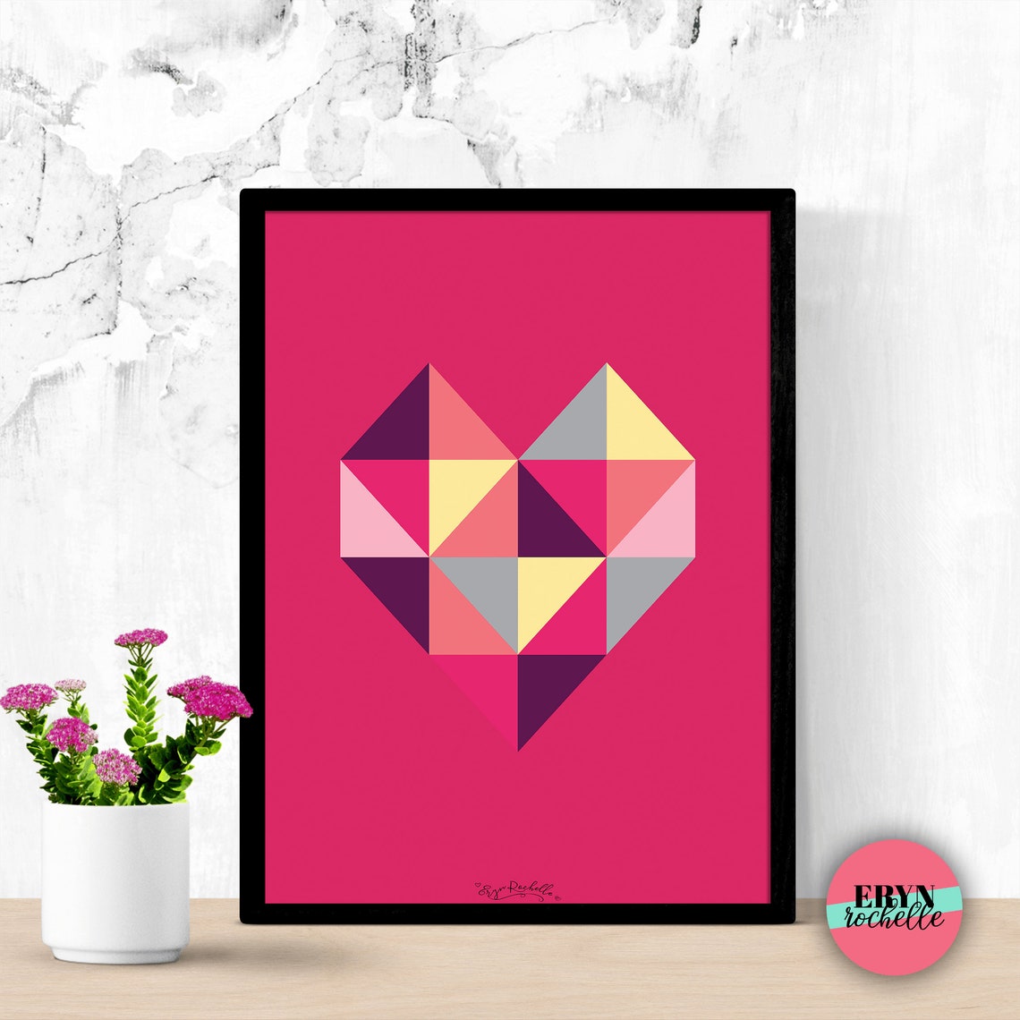 Printable Poster Geometric Triangle Print Geometric Heart - Etsy