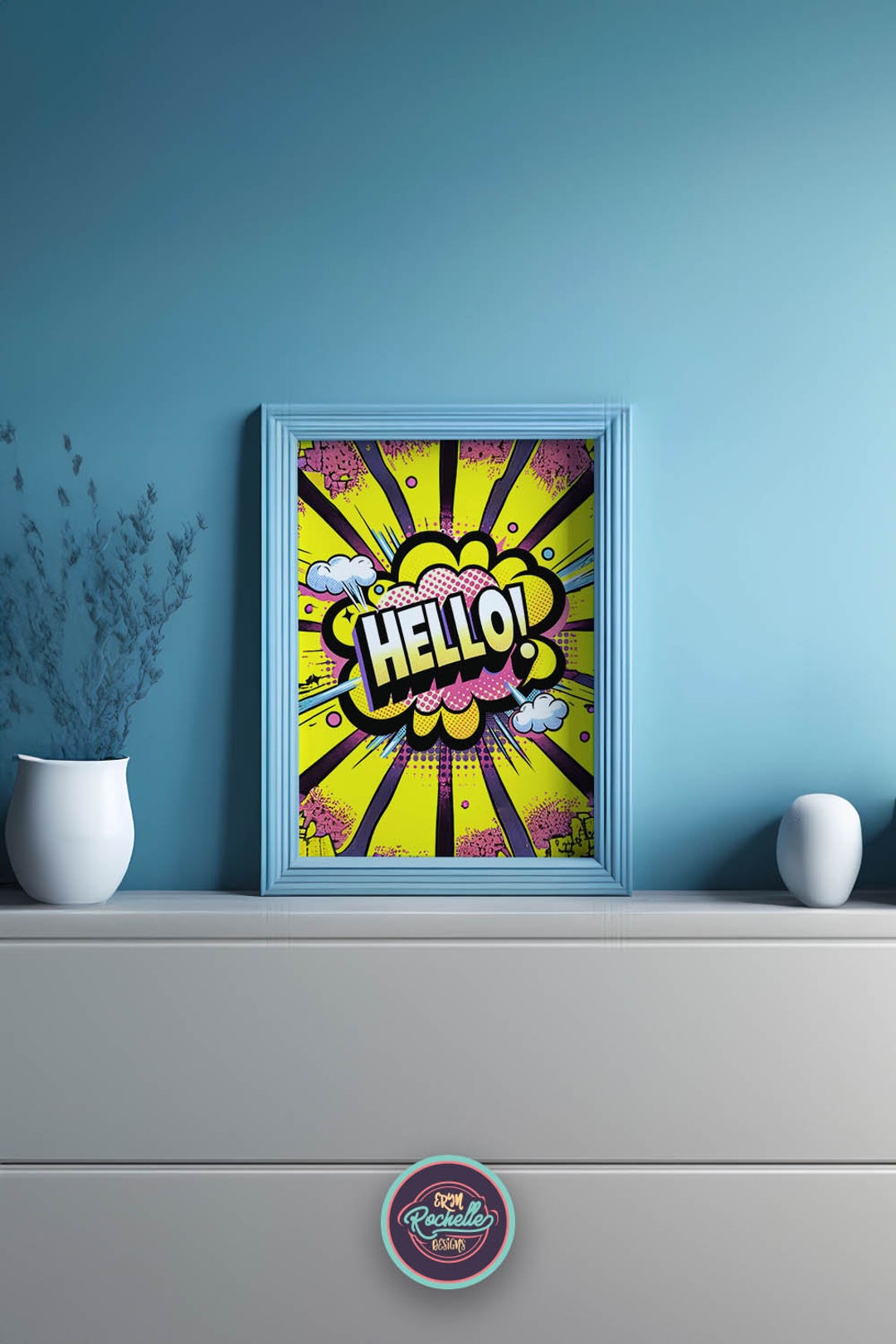 Hello Pop Art Poster - Digital Download Print Comic Book Style Thought ...