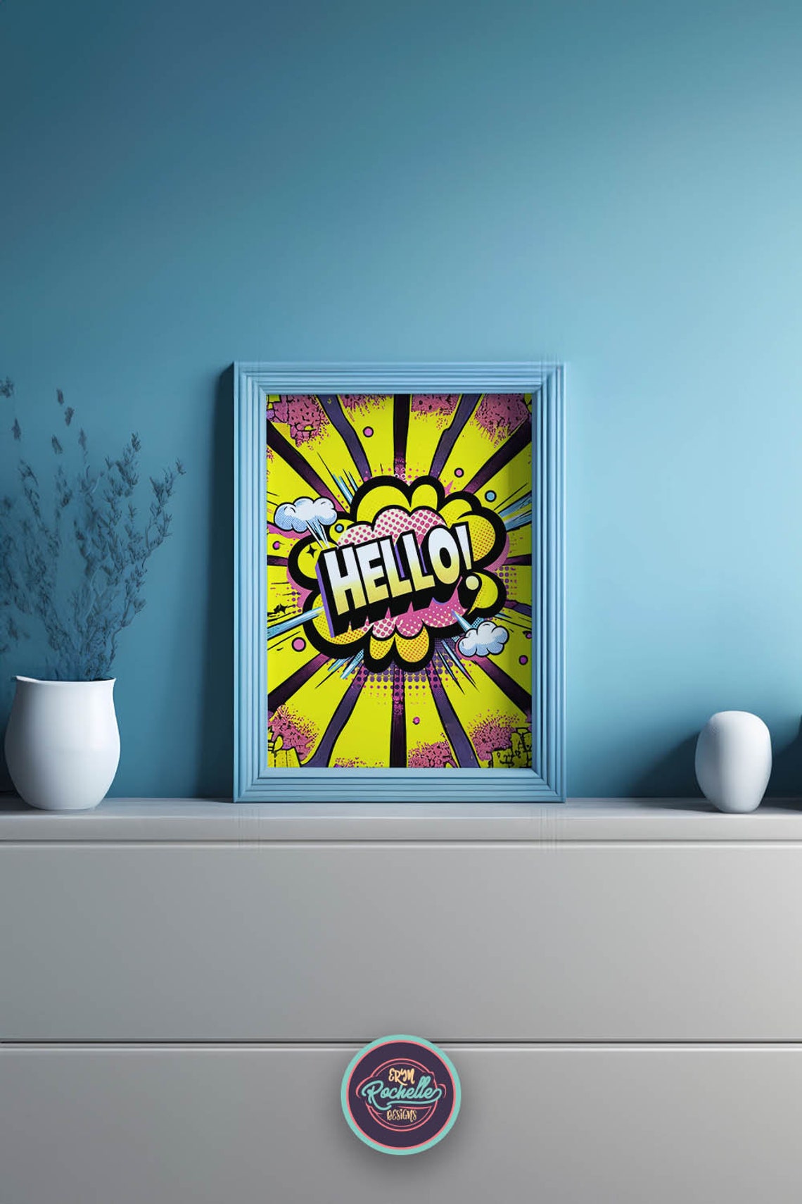 Hello Pop Art Poster Digital Download Print Comic Book Style Thought ...