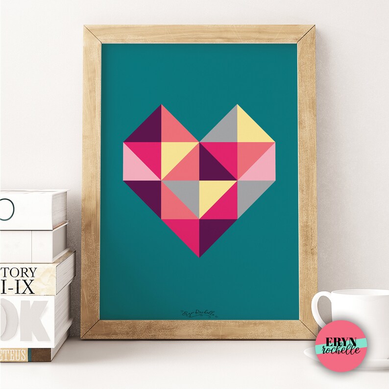 Printable Poster Geometric Triangle Print Geometric Heart - Etsy