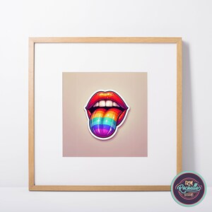 Lips and Rainbow Tongue Sticker Cutout Design - Digital Download for ...