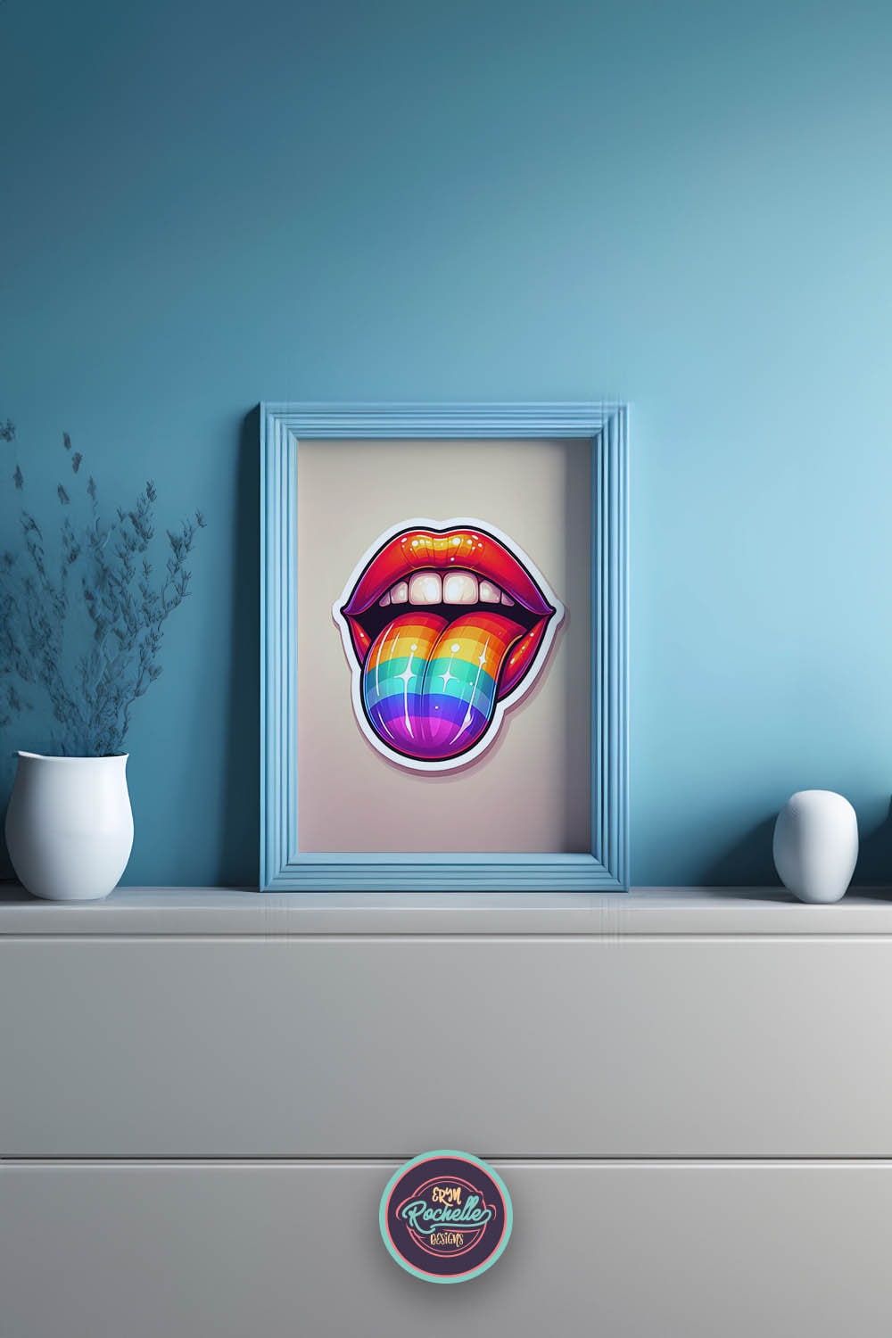 Lips and Rainbow Tongue Sticker Cutout Design - Digital Download for ...