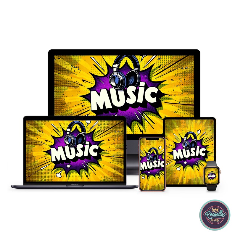 Music Comic Book Style Poster - Headphones Music Notes and Pop Art ...