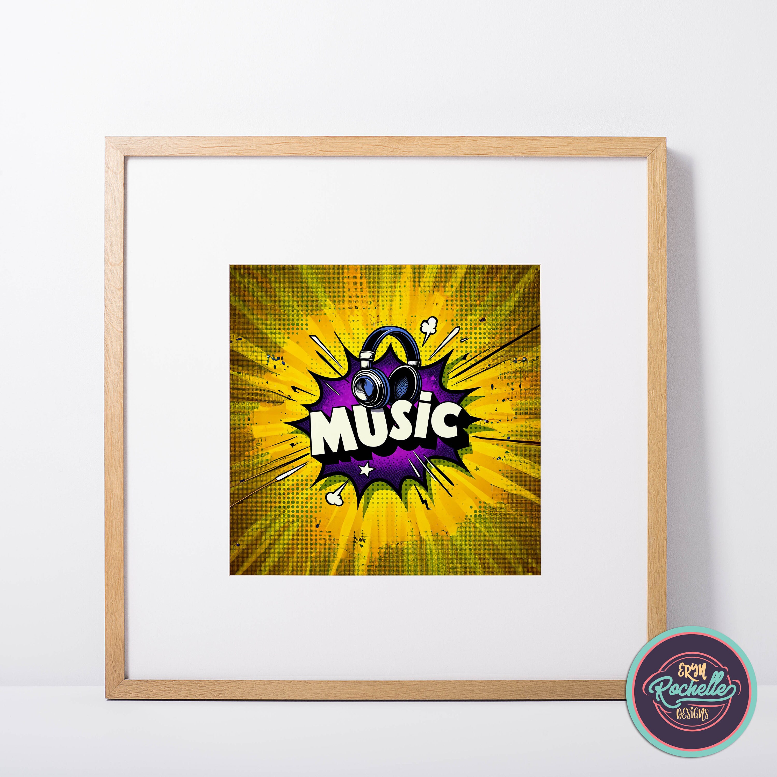 Music Comic Book Style Poster - Headphones Music Notes and Pop Art ...