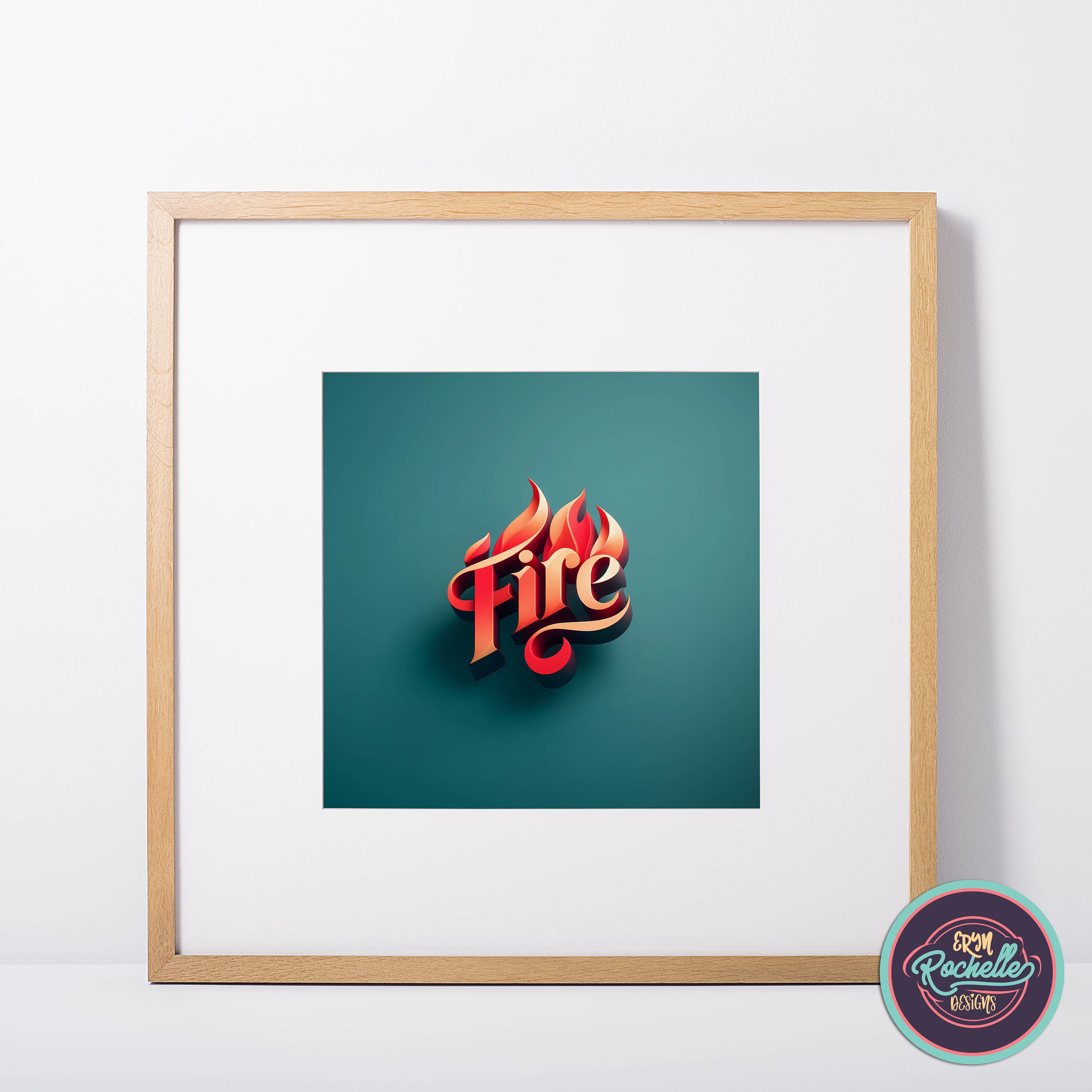 Orange Fire Typography Poster - Digital Download for Wall Art Phone ...