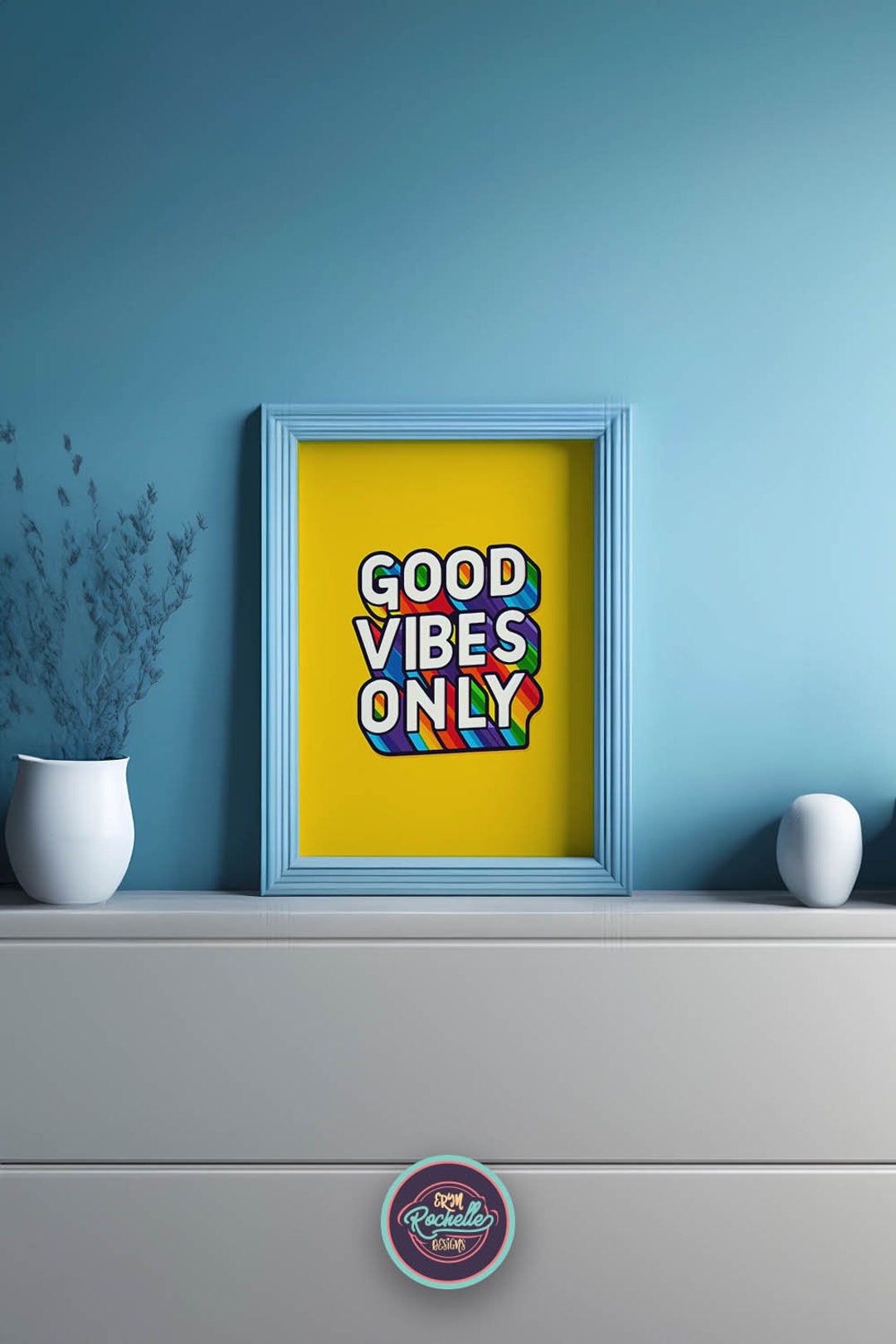 Yellow Good Vibes Only Poster - Printable Wall Art Digital Download ...