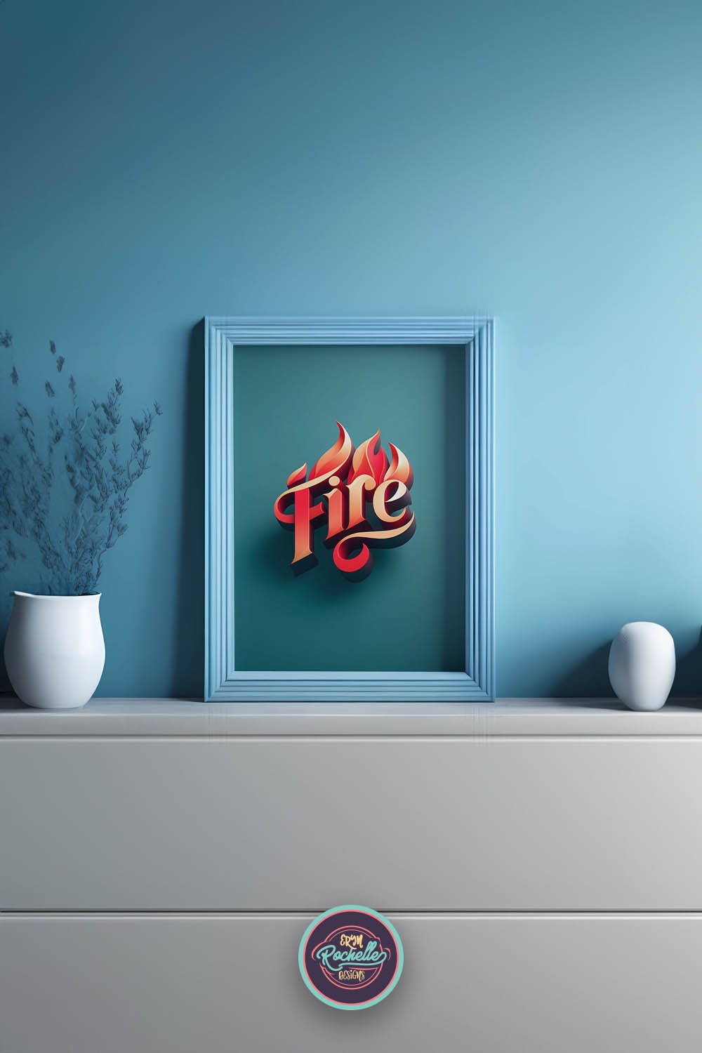 Orange Fire Typography Poster - Digital Download for Wall Art Phone ...