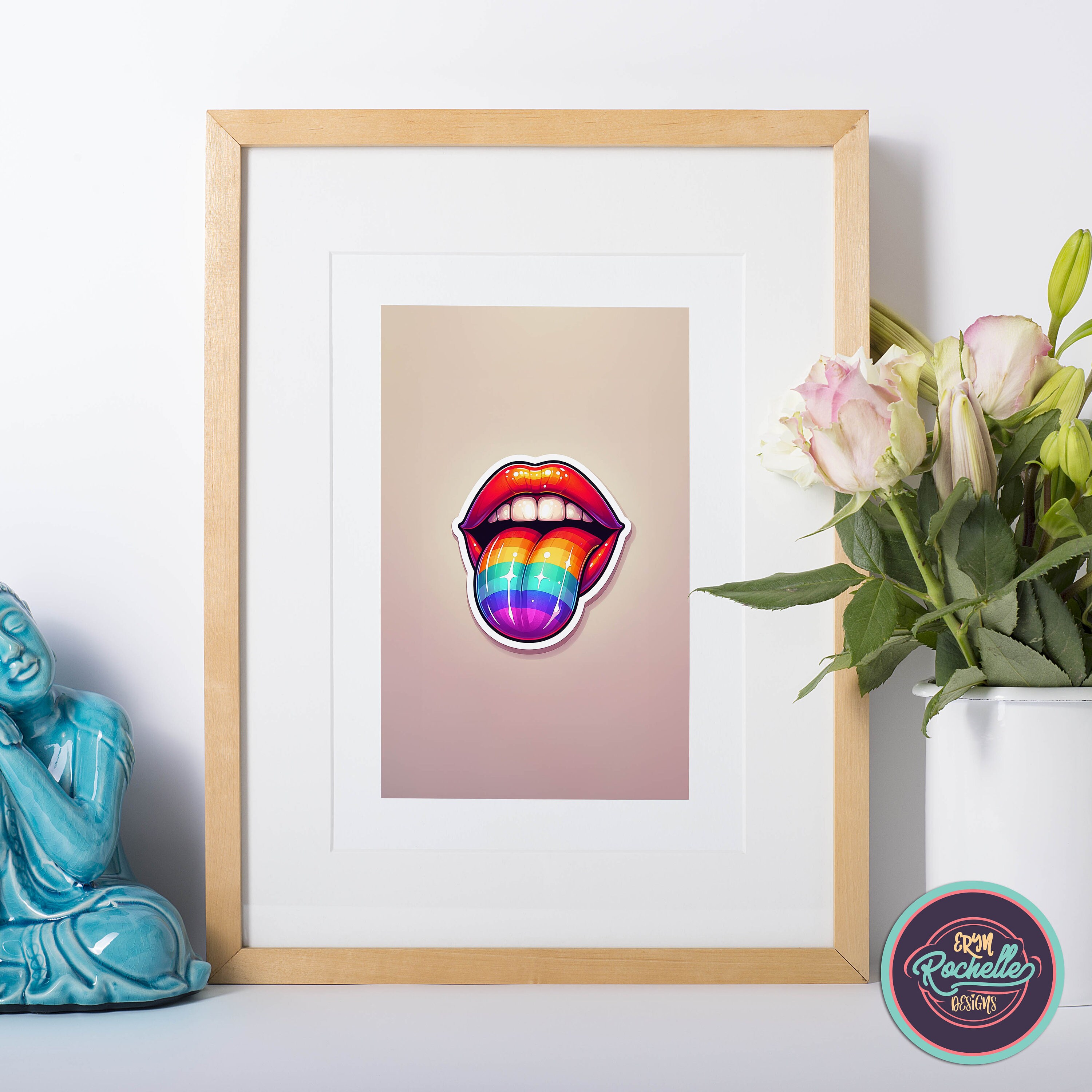 Lips and Rainbow Tongue Sticker Cutout Design - Digital Download for ...