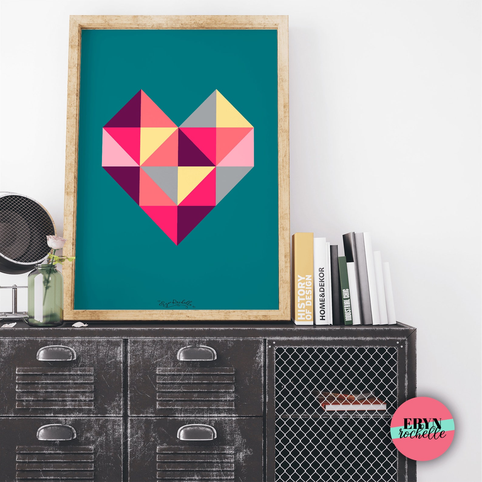 Printable Poster Geometric Triangle Print Geometric Heart | Etsy