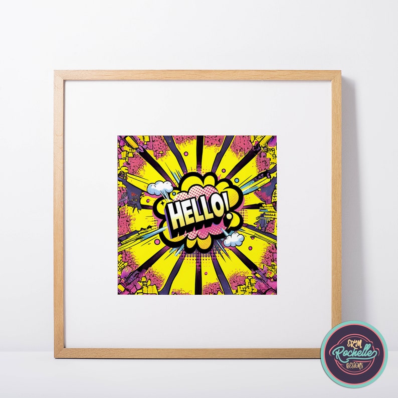 Hello Pop Art Poster - Digital Download Print Comic Book Style Thought ...