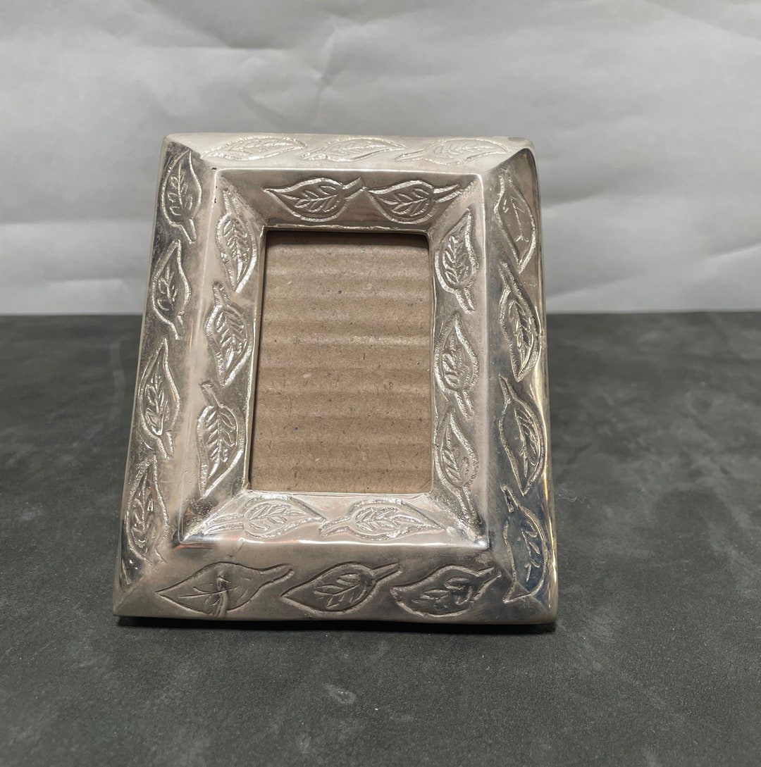 Metal Picture Frame With Hand Engraved Leaf Designs - Etsy