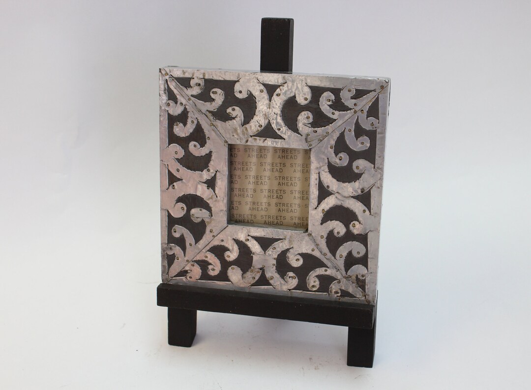 Wood & Metal Picture Frame With Wooden Stand - Etsy