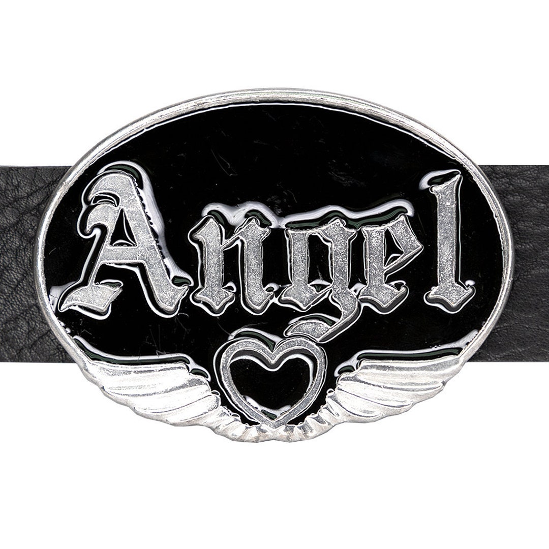 Black or Pink "angel" Belt Buckle With a Heart and Wings - Etsy