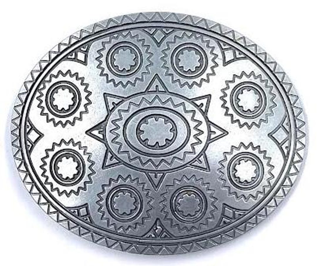 Oval Pewter Belt Buckle With Sun Designs - Etsy