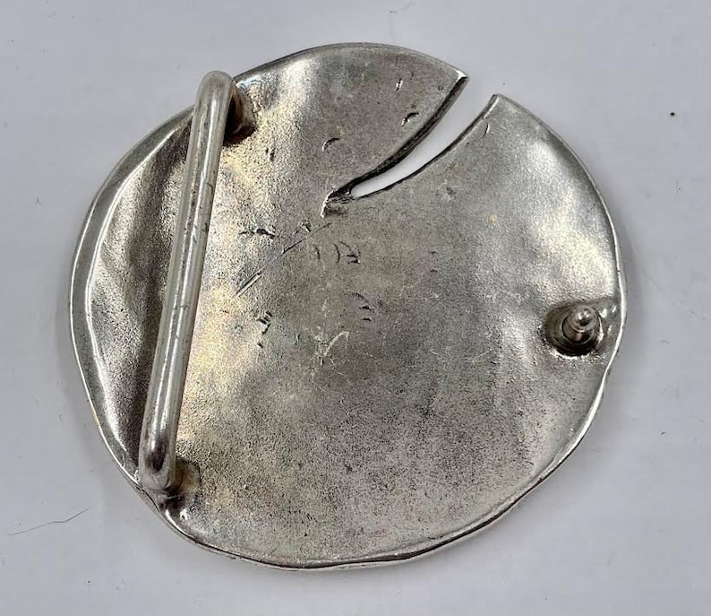 Round Old Silver Belt Buckle With Crack Made in Italy - Etsy