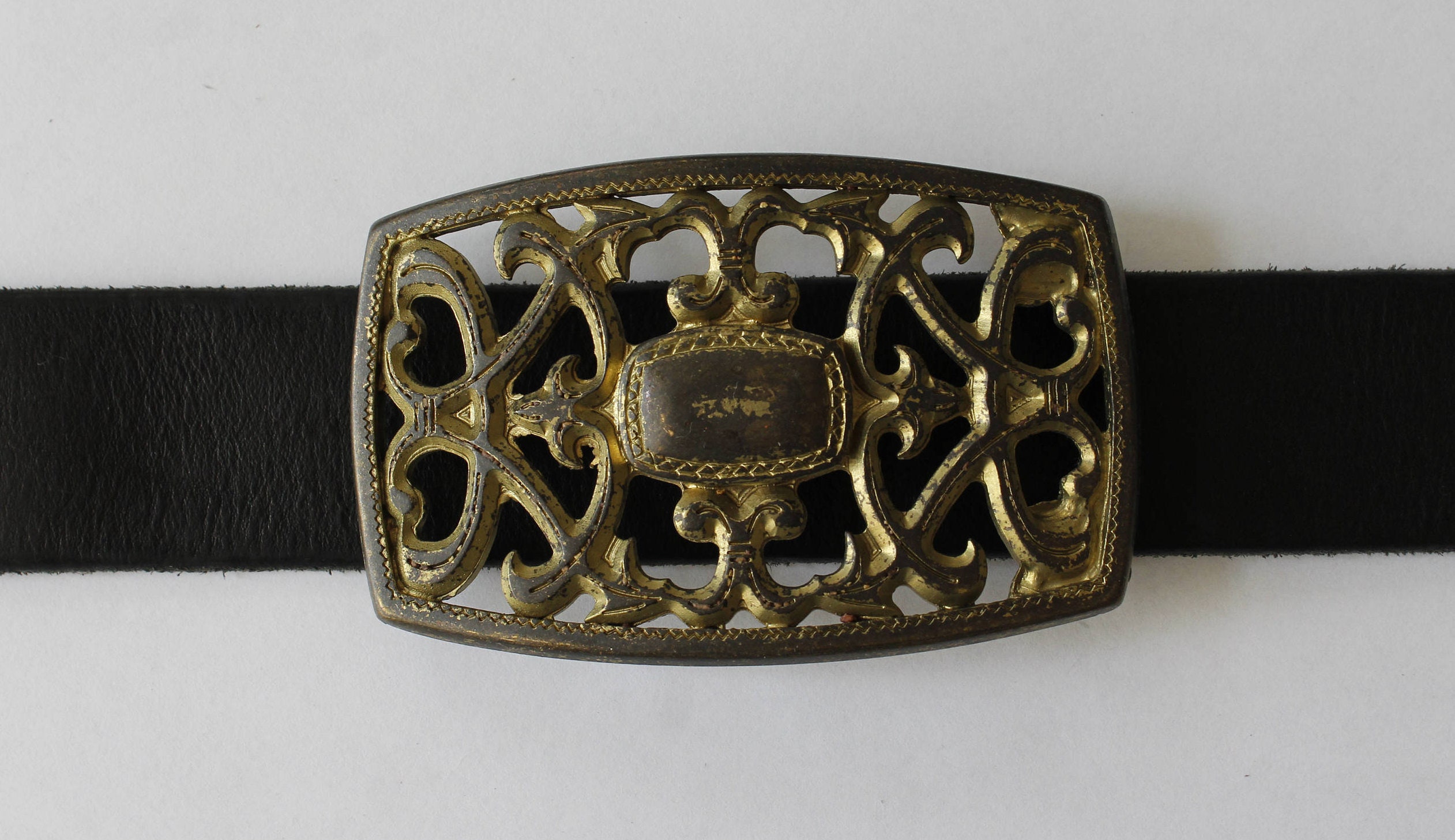 Old Gold Belt Buckle Filigree Belt Buckle Italian Vintage Belt Buckle ...