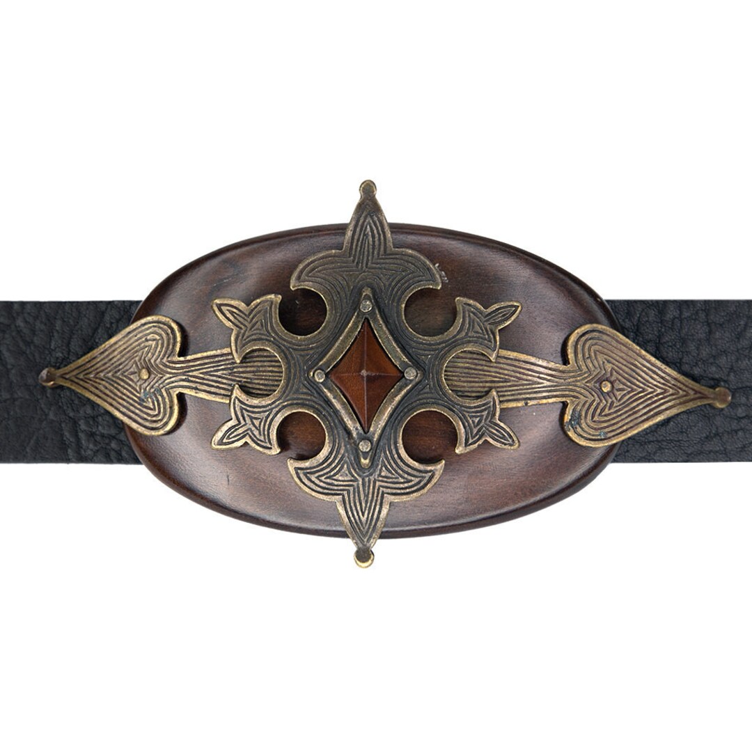 Wooden Belt Buckle With Old Brass Design Rodeo Inspired Belt Buckle ...