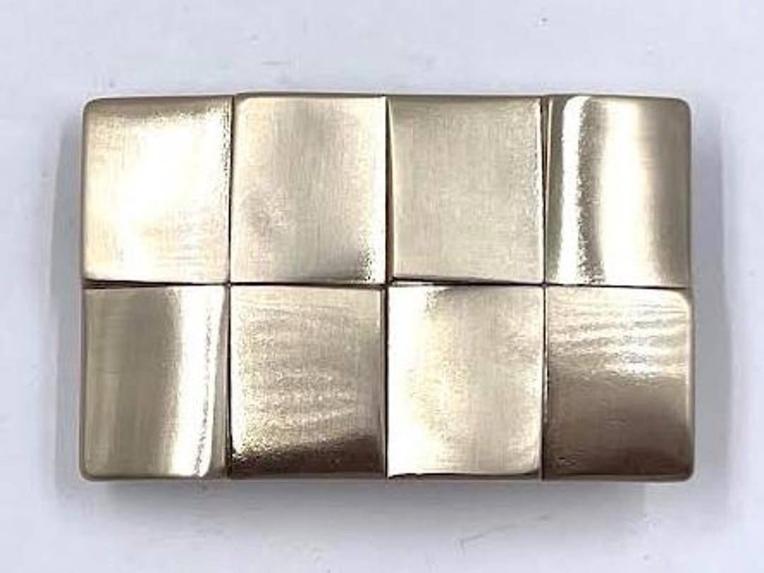 Rectangular Satin Gold Belt Buckle With Geometric Square Pattern - Etsy