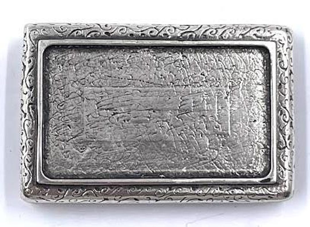 Rectangular Silver Belt Buckle With Space for Leather / Stone Insert ...