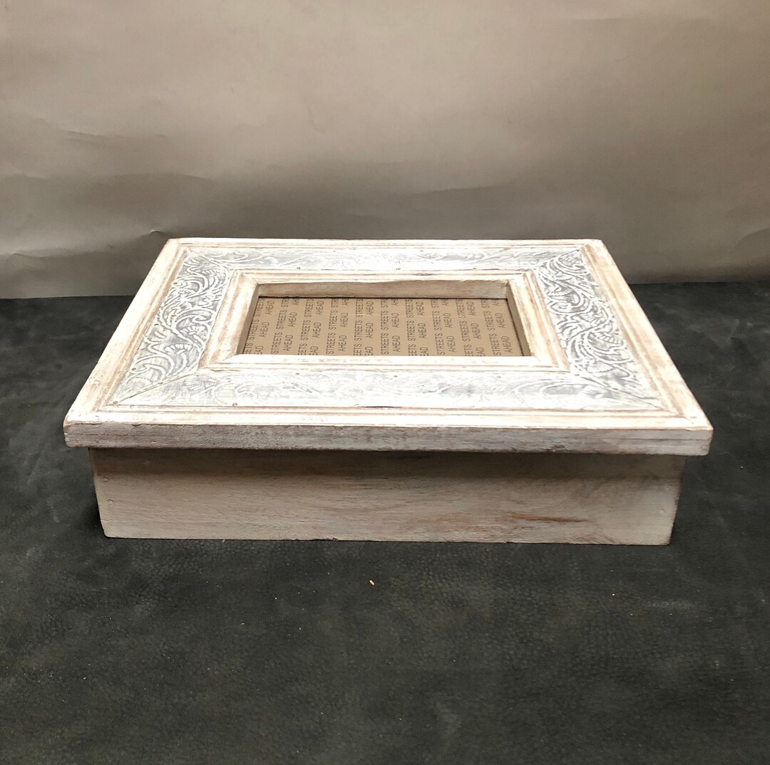 Wooden Box With Picture Frame Lid - Etsy