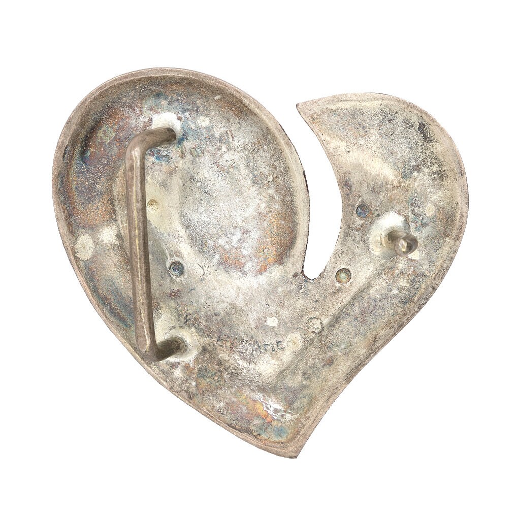Hand Engraved Solid Brass Heart Buckle With Sterling Silver - Etsy