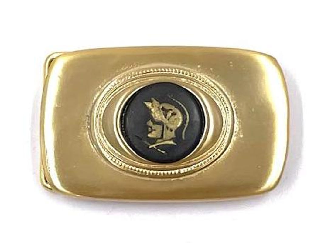 Matte Gold Belt Buckle With Old Gold Insert With Knight - Etsy