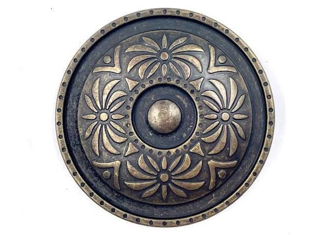 Spanish Old Brass Round Belt Buckle With Floral Pattern - Etsy