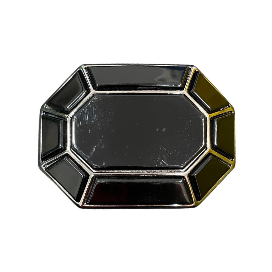 Silver Octagon Shaped Buckle With Black Inlaid Stones - Etsy