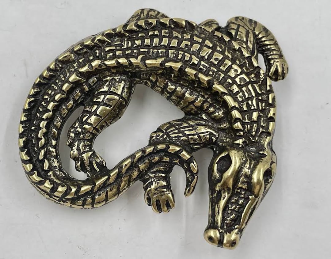 Western Old Brass Alligator Belt Buckle - Etsy