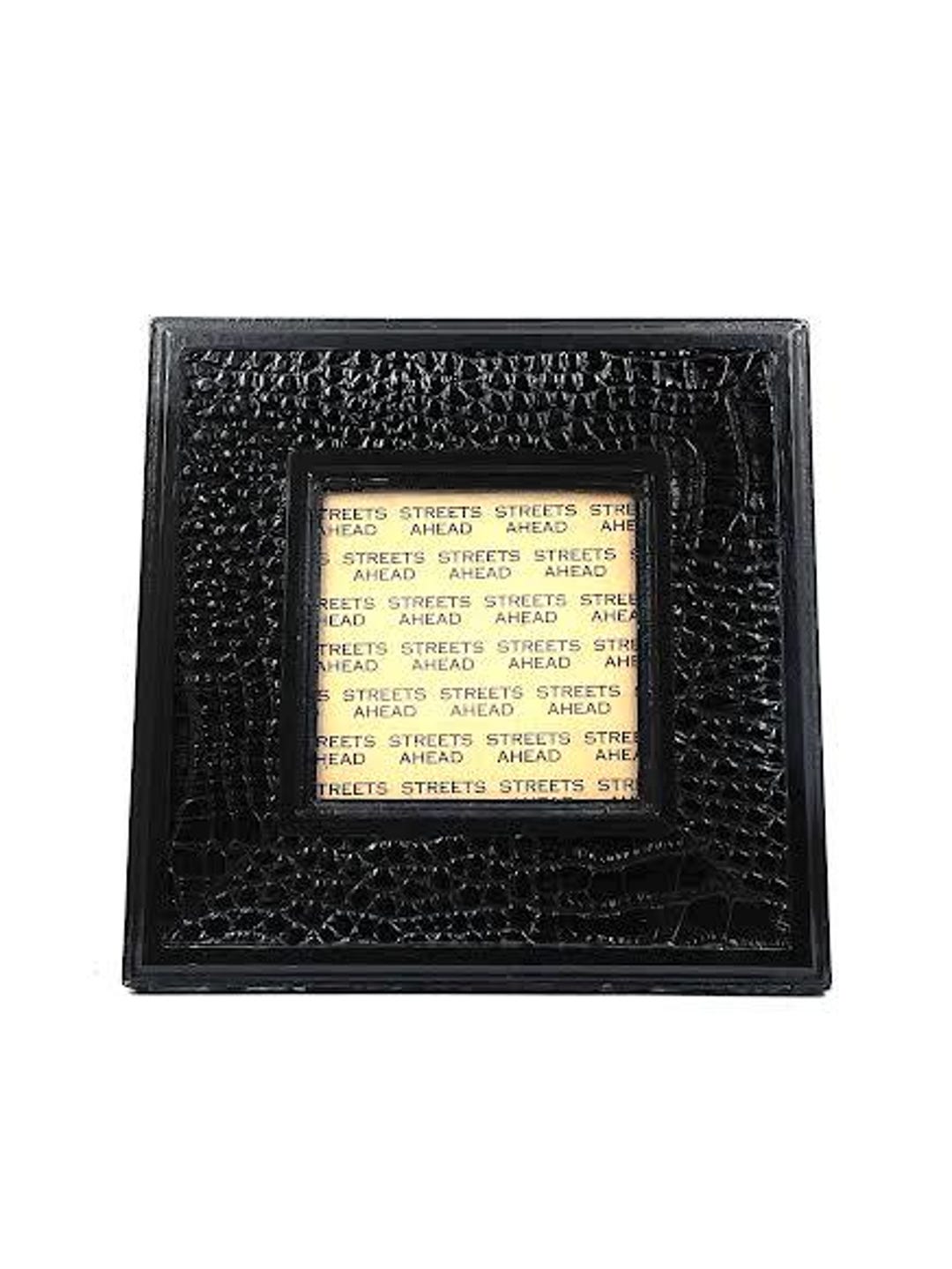 Black Wooden Picture Frame With Black Scale Pattern Leather Inserts and ...