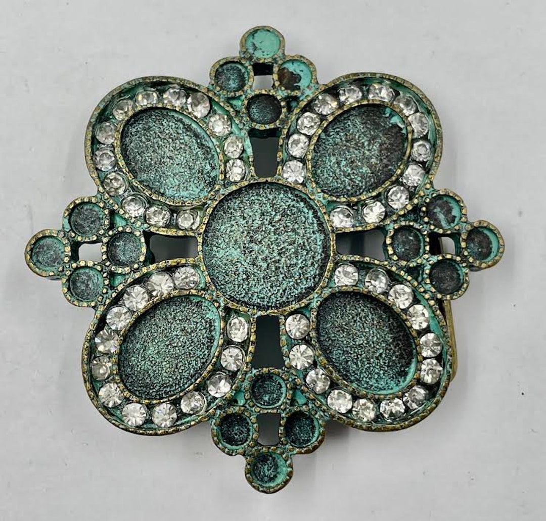 Flower Shaped Copper Patina Plated Old Brass Belt Buckle With ...