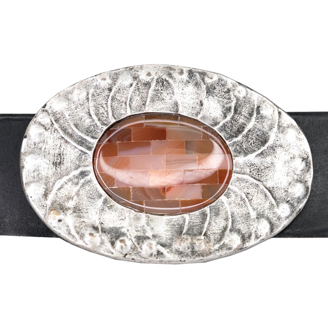 Made in USA: Old Silver Belt Buckle With a Semi Precious Cornelian ...