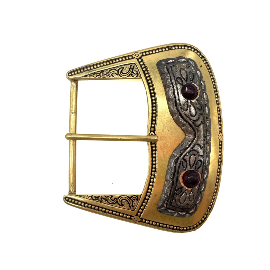 Large Western Mixed Metal Buckle With Stones - Etsy